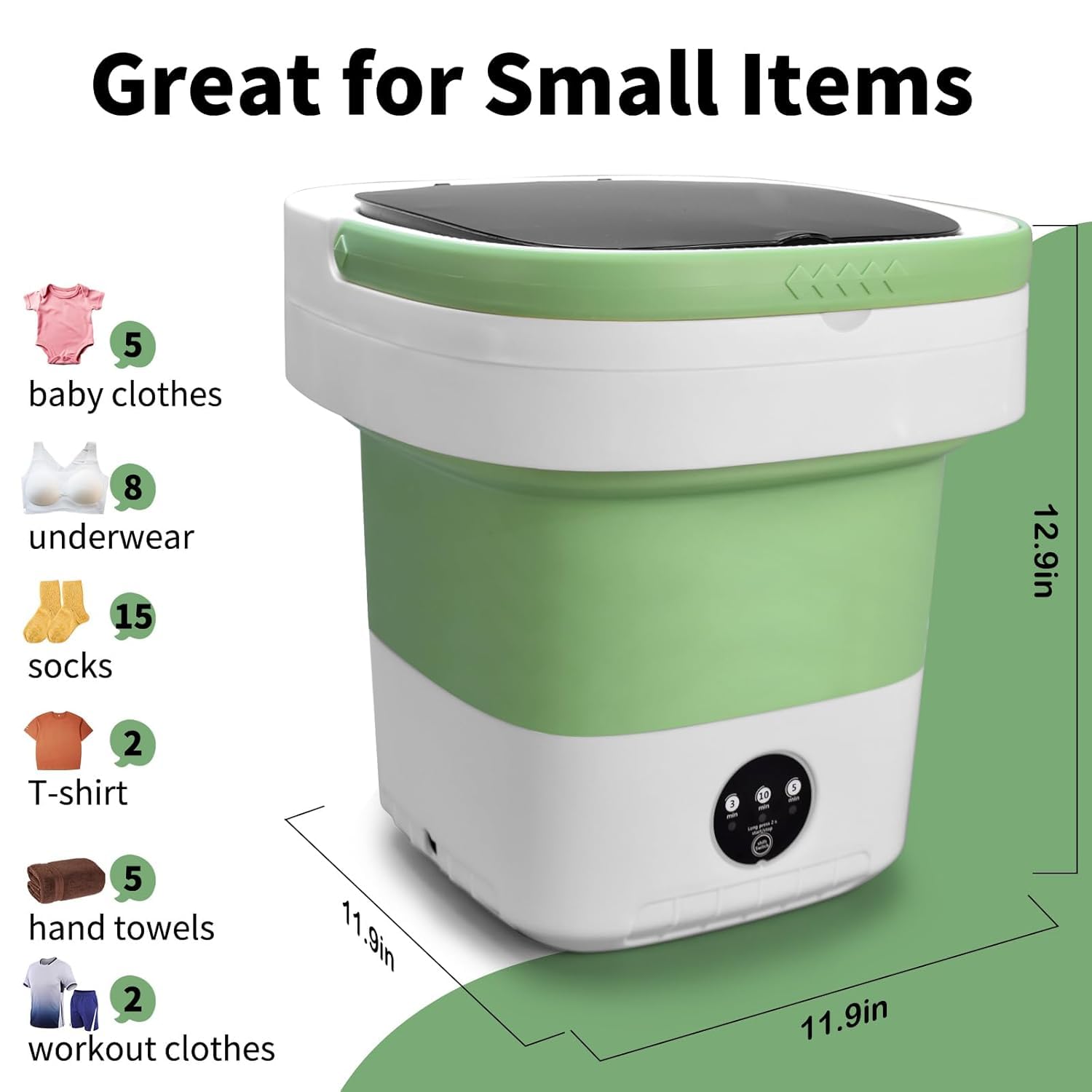 Portable Washing Machine, 13L Upgraded With Spin Basket, Foldable Mini Washer Cleaning for Underwear, Baby Clothes Socks and Small Items, Small Washer for Apartments, Dorm,RV, Travel, Hotel, Laundry