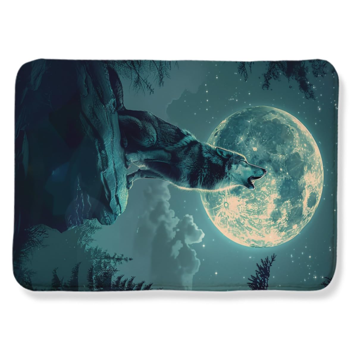 Kroveiu Wolf Theme Rugs for Home use, Super Soft Non-Slip Washable Rugs, Howling Moon Wolf Rugs at Night Wolf Series Rugs, Wolf Rugs can be Used in Living Room Bedroom boy Gifts 24x36inch