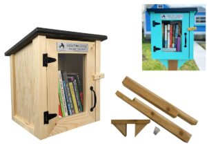 little free library® complete bundle with mini library kit, mounting post kit included, made in america by the nonprofit that expands book access