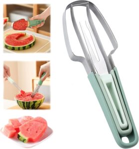 lp&ma-watermelon cutter slicer, 3-in-1 watermelon cutter slicer tool, stainless steel watermelon popsicle cutter watermelon fork slicer cutter melon cutter watermelon knife fruit cutter