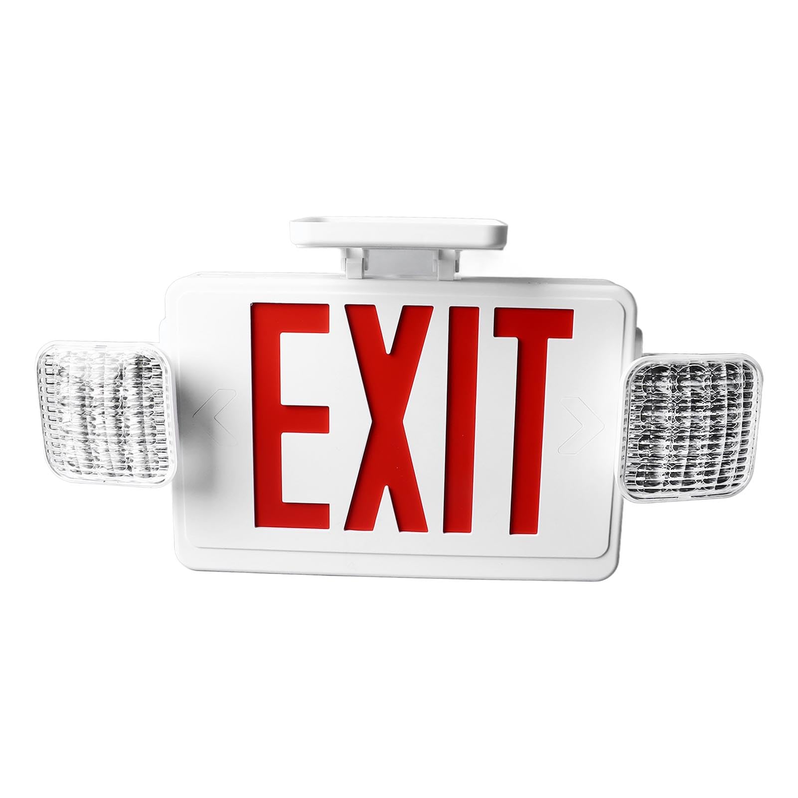 Led Exit Signs With Emergency Lights, Emergency Exit Sign With 2 Emergency Light AC85 to 265V Red Emergency Signage for Schools, Churches, Hospitals