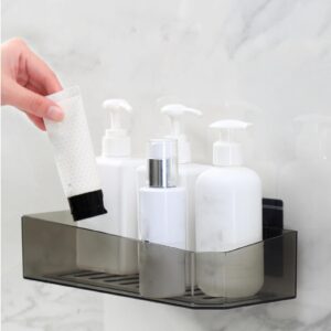 kelepu wall mount bathroom shelf multifunctional punch frees convenient storage shower shelf organizer for home 1 pc (transparent black)