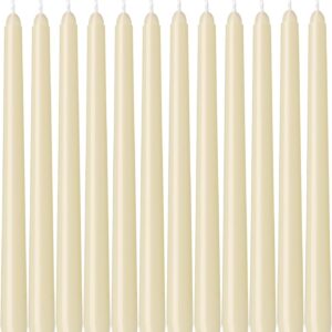 HAVLULAND Taper Candles 12 Pack, Dripless Taper Candle, Premium Classic Unscented, 10 Inch Dinner Candles Set, Long Burning Time 10 Hrs, Paraffin Wax, Ideal for Church, & Home Decor (Ivory, 12 Count)