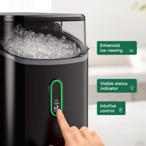 Silonn Nugget Ice Maker Countertop, Pebble Ice Maker with Soft Chewable Ice, Ready in 6 Mins, 34lbs Per Day, One-Click Operation Ice Machine with Self-Cleaning, for Home, Kitchen, Party, RV, Camping