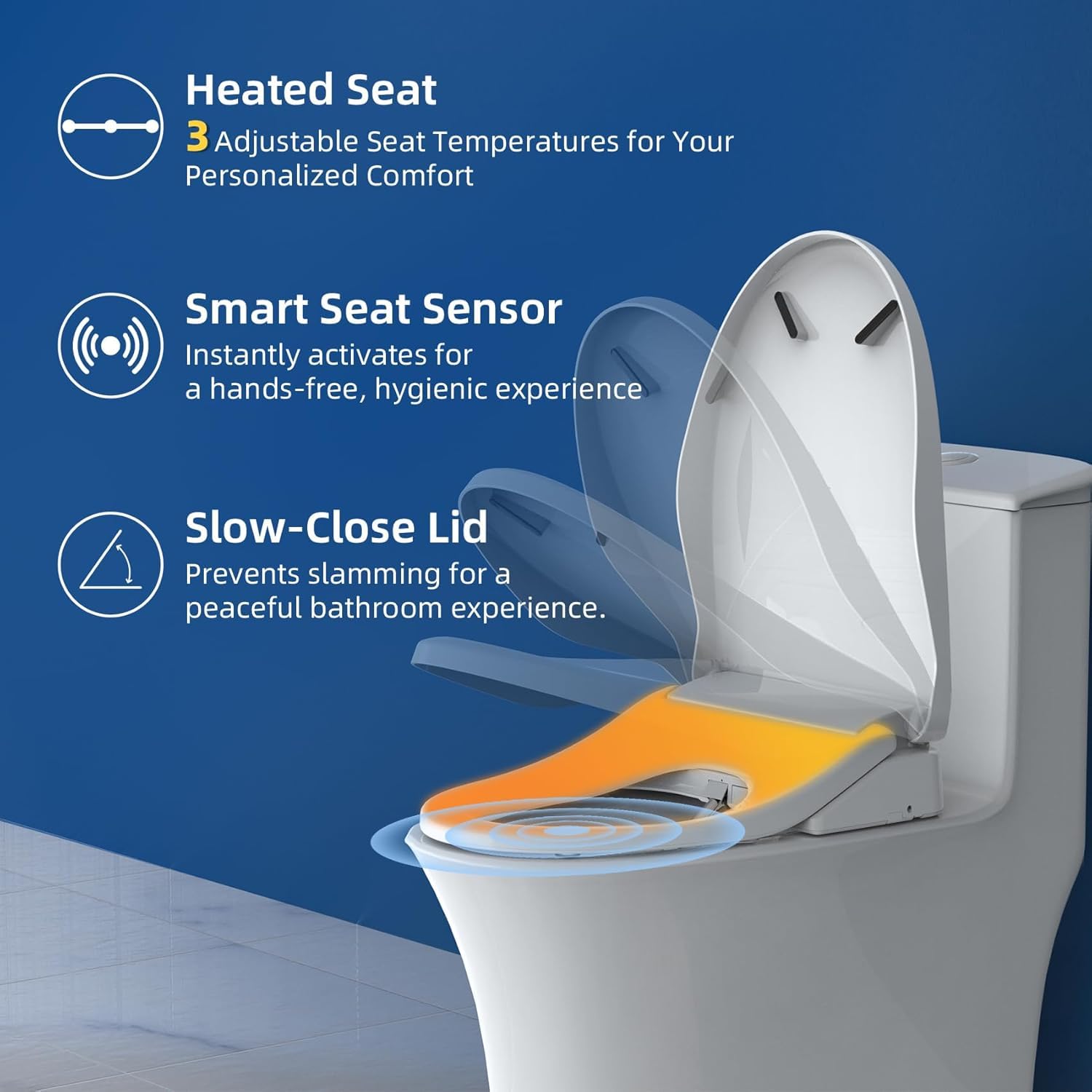 SmartWhale Electric Heated Bidet Toilet Seat Elongated with SmartWhale Bathroom Toilet Rug Mat