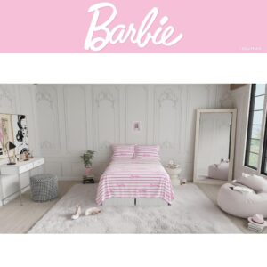 Franco Collectibles Barbie Logos Bedding Super Soft Cozy Microfiber 4 Piece Queen Sheet Set, (Officially Licensed Product)