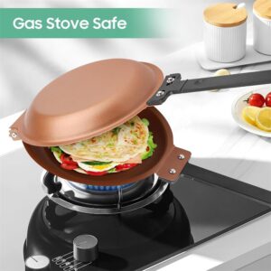 Flipmaster Pancake Pan, 2024 New Double-Sided Non-Stick Pancake Maker, Folding Breakfast Frying Pan, Easy Reversible Flip for Fluffy Pancakes, Omelettes, Frittata, Breakfast Making (1Pcs Orange)