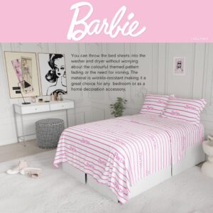 Franco Collectibles Barbie Logos Bedding Super Soft Cozy Microfiber 4 Piece Queen Sheet Set, (Officially Licensed Product)