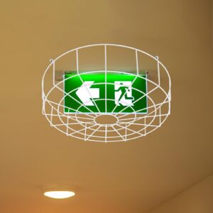 Gadpiparty 1 Set Exit Sign Damage Stopper Metal Wire Guard Exit Sign Damage Cage Wall Mounted Emergency Exit Light Protective Covers for Exit Sign or Emergency Light