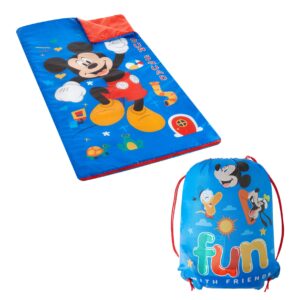 disney mickey mouse 2 piece slumber set with sling bag and sleeping bag, 54"x30"