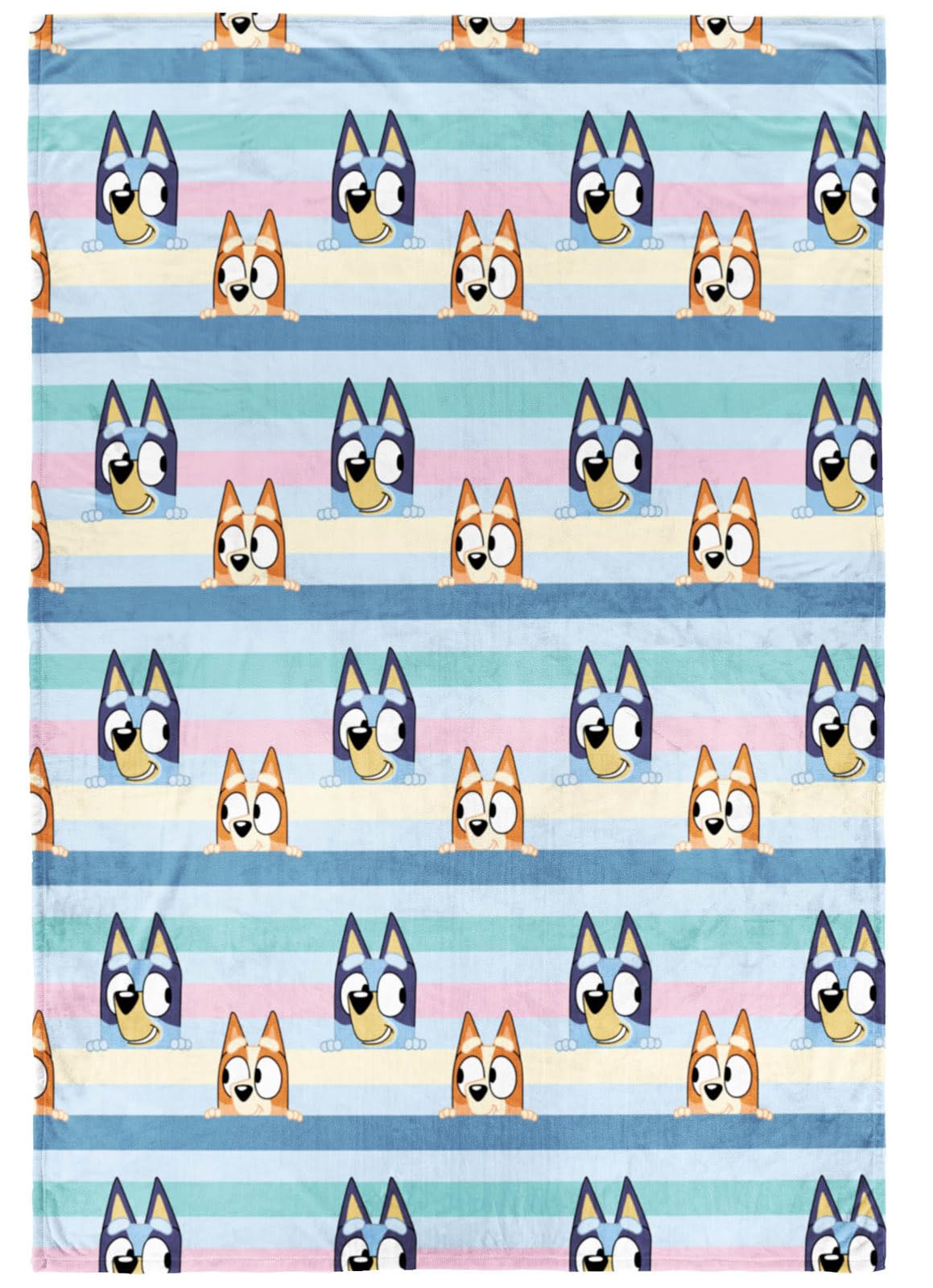 Bluey and Bingo Plush Throw Blanket - Measures 46 x 60 Inches - Kids Super Soft Striped Fleece Bedding