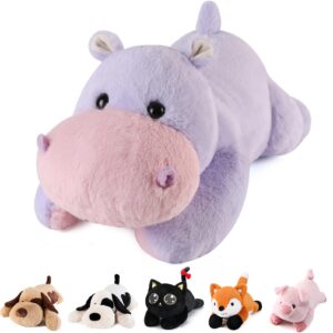 meowtastic hippo weighted stuffed animals - 22 inch 4.5 pounds weighted plush hippo stuffed animals - big stuffed hippo weighted plush pillow - cute plush toys gifts for kids & adults (22" 4.5 lbs)