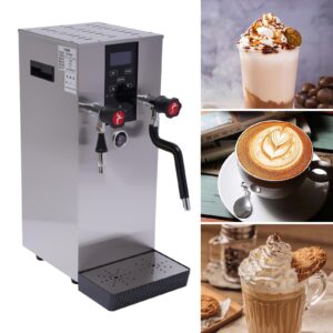 110V Commercial Steam Milk Frother, 4 IN 1 Milk Foam Maker with LED Display, 12L Automatic Espresso Coffee Steam Boiling Water Machine, Stainless Milk Steamer Machine for Espresso Coffee Milk Tea