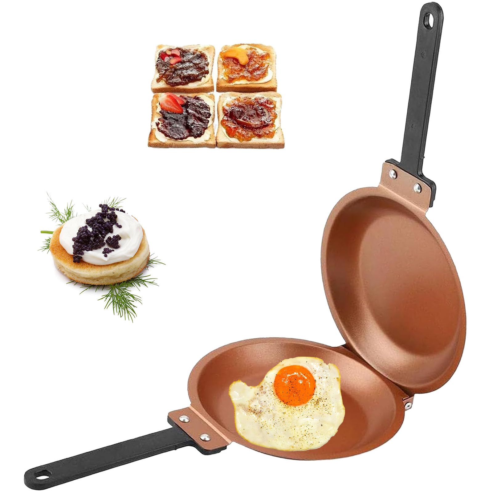 Flipmaster Pancake Pan, 2024 New Double-Sided Non-Stick Pancake Maker, Folding Breakfast Frying Pan, Easy Reversible Flip for Fluffy Pancakes, Omelettes, Frittata, Breakfast Making (1Pcs Orange)