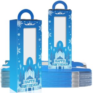 24 pcs snowflake party favor boxes blue princess castle birthday party candy treat boxes winter wonderland doll goodie boxes snow theme birthday party decor for kids girl bridal baby shower supplies