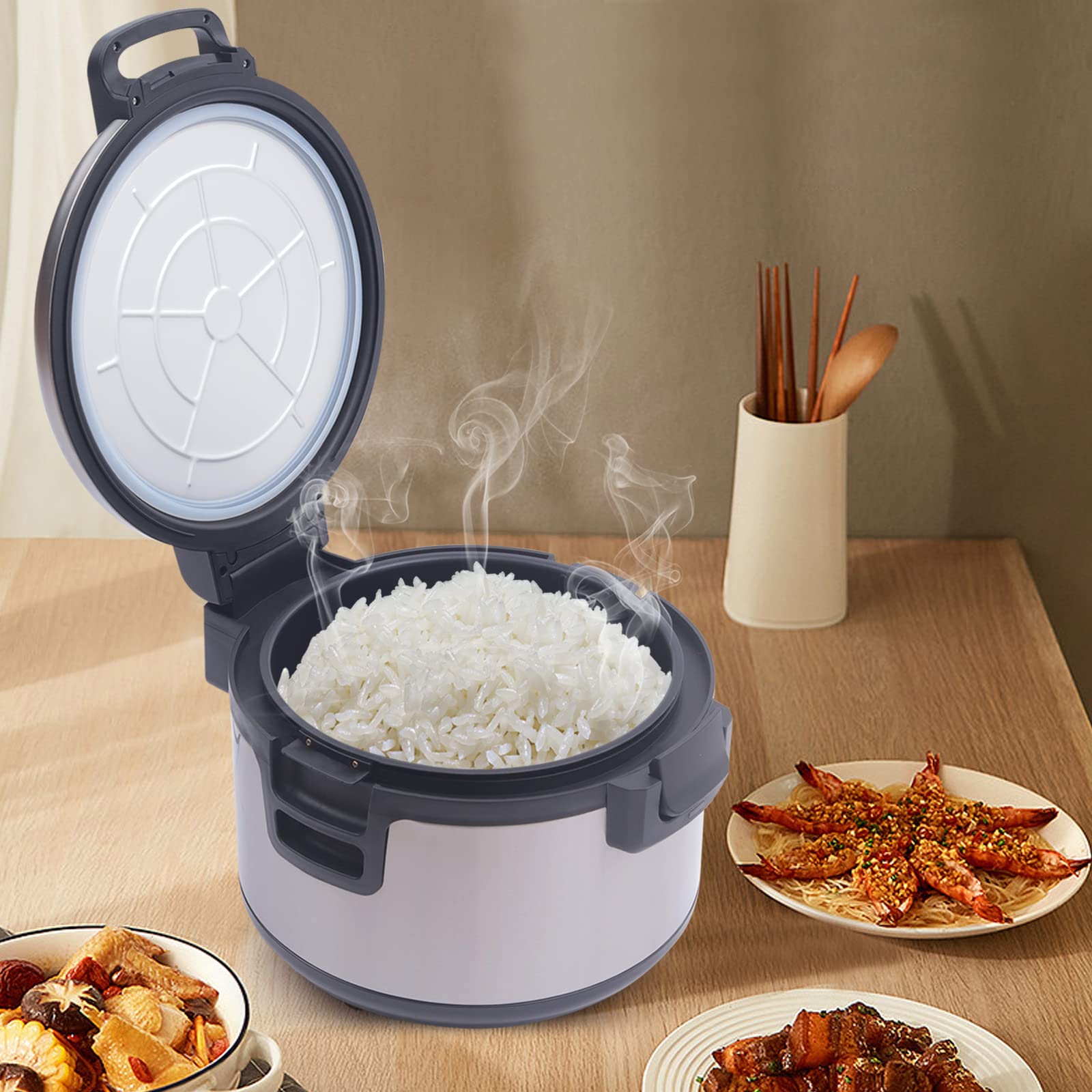 FXEIPOL Commercial Rice Warmer 20QT Electric Rice Warmer 68 ℃ or 72 ℃ Adjustable Temperature Rice Warmer with Handles Industrial Rice Warmer for Restaurants