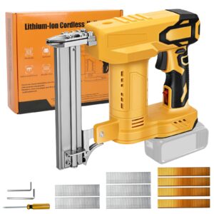 cordless 18 gauge brad nailer for dewalt 20v max battery, 2 in 1 electric stapler nailer with 500 nails and 500 staples, dual protection design, for home improvement, woodworking (no battery)