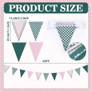 VitalCozy Camp Bachelorette Decorations 32 Ft Camp Bride Triangle Banner Camp Gingham Decoration Plaid Garland Bunting Pre Strung for Bridal Shower Bridesmaid Party Bachelorette Favor Supplies