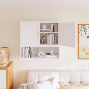 RISTERN White Metal Bathroom Wall Cabinet, Steel File Storage Cabinet, Hanging Cabinet with Doors and Shelves, Medicine Cabinet for Bathroom, Kitchen, Office, 13.78" D×27.56" W×29.53" H