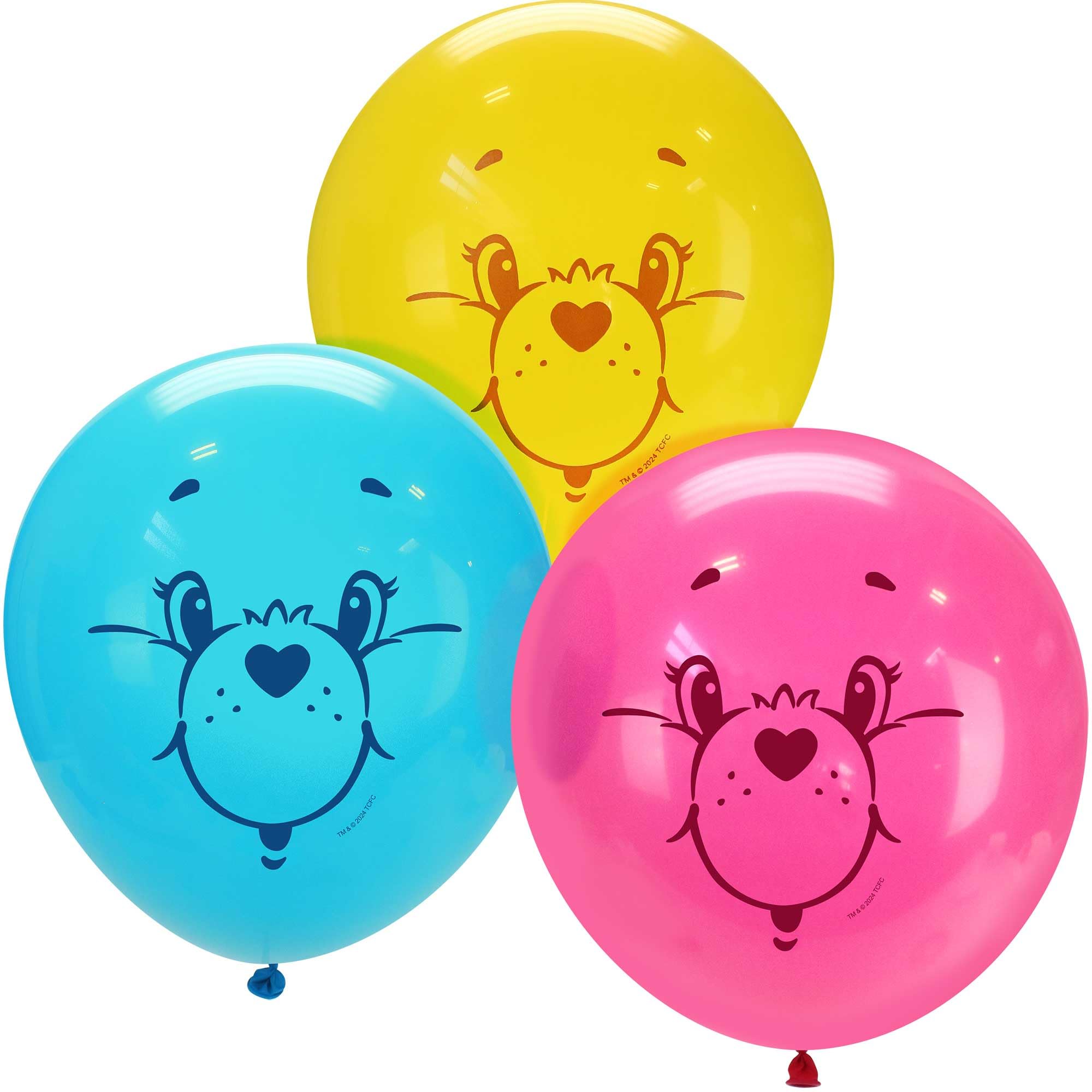 Care Bears Latex Balloons Set of 12 - Colorful Party Balloons; 4 Pink, 4 Blue and 4 Yellow - Perfect for Kids' Birthdays, Baby Showers, 80s-Themed Events, and Care Bears-Themed Celebrations