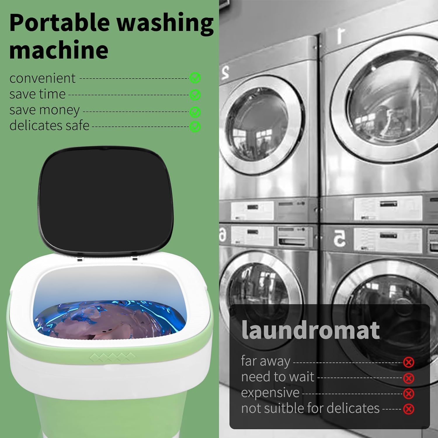 Portable Washing Machine, 13L Upgraded With Spin Basket, Foldable Mini Washer Cleaning for Underwear, Baby Clothes Socks and Small Items, Small Washer for Apartments, Dorm,RV, Travel, Hotel, Laundry