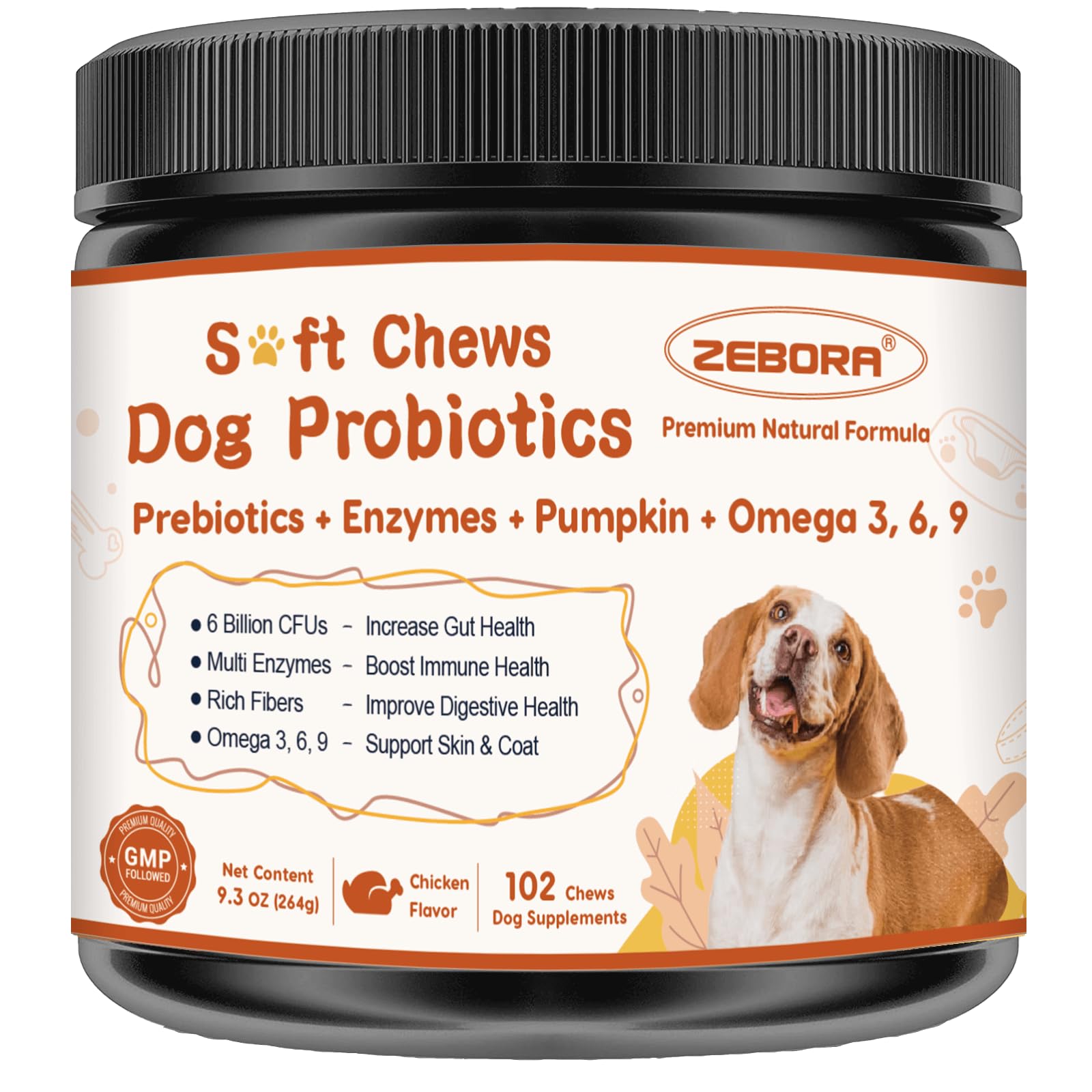 Probiotics for Dogs, Dog Probiotics for Digestive Health, Plus Pumpkin and Fish Oil, for Gut & Itchy, 102 Soft Chews