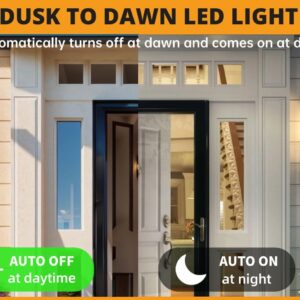 TSEXES 6 Pack Dusk to Dawn LED Light Bulbs,Automatic On/Off Sensor LED Light Bulb,2700K Warm White A19 Light Bulb for Wall lamp Porch Garage Light