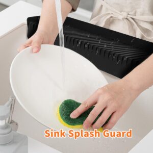 Silicone Sink Edge Protector,Splash Guard Bathtub Sink with Suction Cup,Sink Edge Guard Kitchen,Sink Edge Protectors for Kitchen Sink Countertop Protectors Stainless Steel,Granite,Quartz (1Pcs Black)