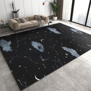 astronomy constellations area rug, black background indoor non slip kids rugs, low pile foldable home decor carpet for living room bedroom children's room dormitory floor mat - 2 ft x 3 ft