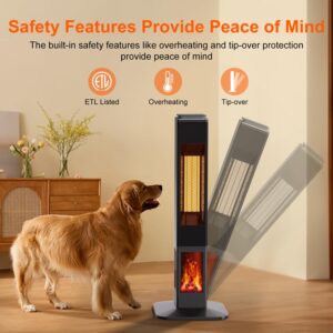 Uthfy 32” Space Heater for Large Room,Electric Fireplace Heaters for Indoor Use,1500W Ceramic Room Heater for Bedroom,Tower Heater with Thermostat,Remote,Oscillating,Timer,Overheating&Tip-over Safe