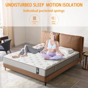 King Mattress 12 Inch, Gel Memory Foam Mattress, Hybrid Mattress in a Box with Pocket Spring, Soft & Comfortable Medium Firm Mattress, Motion Isolation, Pressure Relief, CertiPUR-US Certified