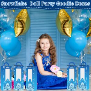 24 PCS Snowflake Party Favor Boxes Blue Princess Castle Birthday Party Candy Treat Boxes Winter Wonderland Doll Goodie Boxes Snow Theme Birthday Party Decor for Kids Girl Bridal Baby Shower Supplies