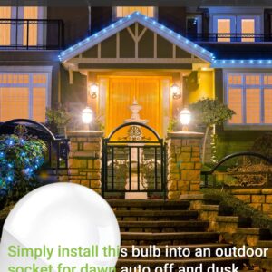 TSEXES Dusk to Dawn Light Bulbs Outdoor,Automatic On/Off Sensor LED Light Bulb,5000K Daylight LED Light Bulb for Wall lamp Porch Garage Light,4 Pack