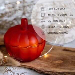 Scented Fall Candles for Home Decorations - Pumpkin Shaped Aromatherapy Candles - Pumpkin Spice Fragrance | 40 Hour Burn Time | Thanksgiving Table Centerpiece, Farmhouse Candle Gift for Home Decor