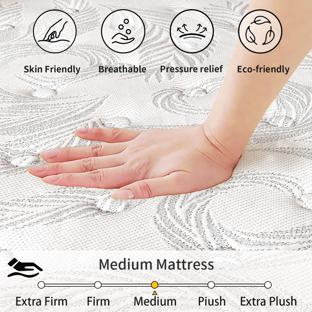 King Mattress 12 Inch, Gel Memory Foam Mattress, Hybrid Mattress in a Box with Pocket Spring, Soft & Comfortable Medium Firm Mattress, Motion Isolation, Pressure Relief, CertiPUR-US Certified