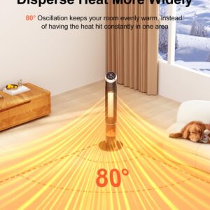 Uthfy Space Heater Indoor, 38" Electric Room Heater with Flame, 24H Timer, Portable Tower Heater with Remote, Thermostat, 3 Modes, Tip-over and Overheat Protection, for Bedroom Office Large Room Use