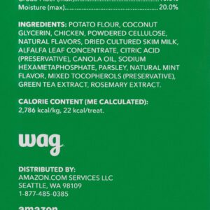 Amazon Brand - Wag Dental Dog Treats to Help Clean Teeth & Freshen Breath - Tiny, Unflavored, 2.25 pounds, 130 Count (Pack of 2)