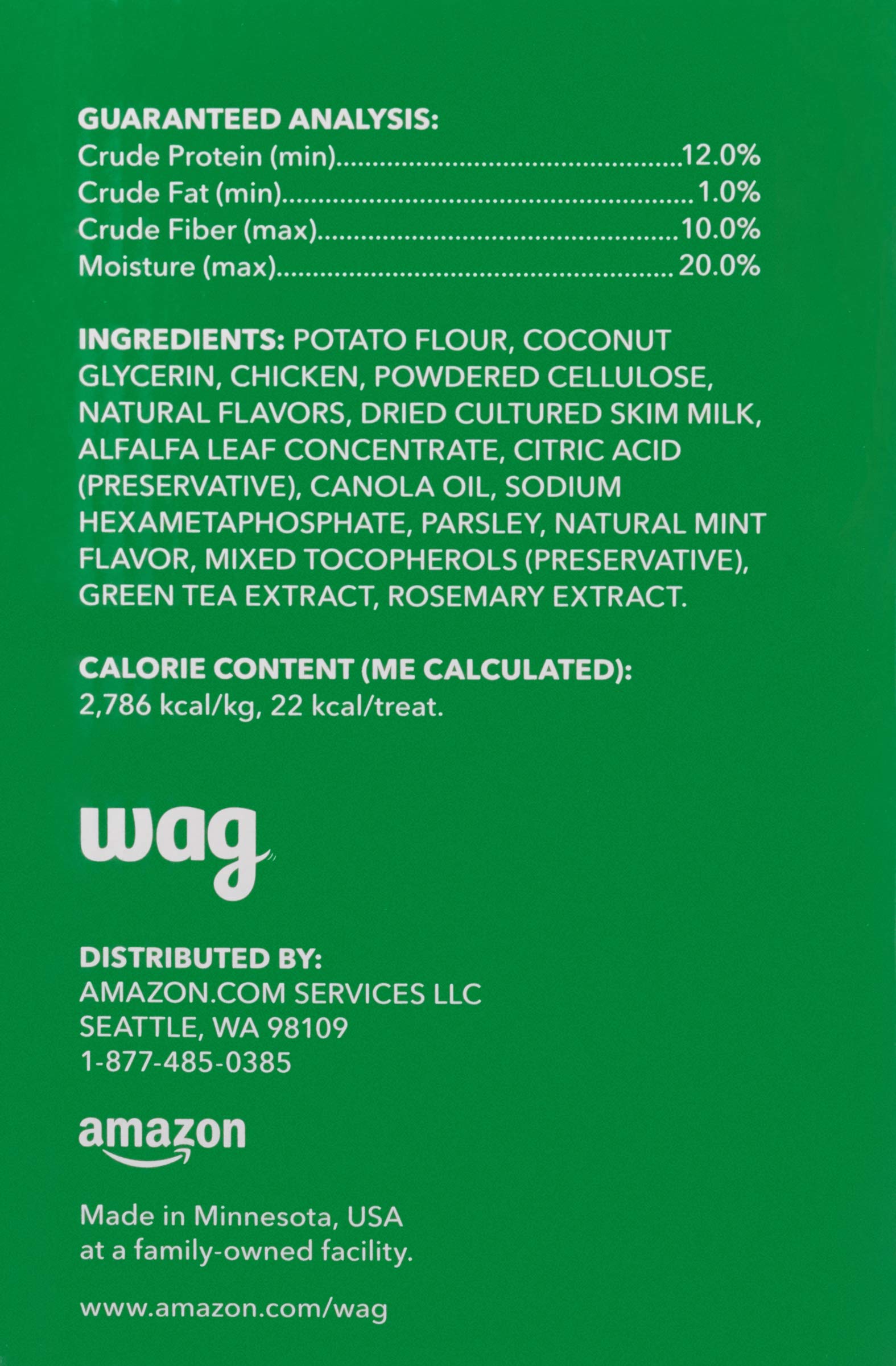 Amazon Brand - Wag Dental Dog Treats to Help Clean Teeth & Freshen Breath - Tiny, Unflavored, 2.25 pounds, 130 Count (Pack of 2)