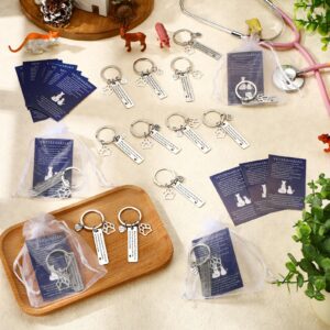 XunYee 15 Sets Christmas Vet Tech Gifts Veterinarian Thank You Keychains Paw Print Appreciation Keychains Inspirational Thank You Cards Organza Bags Appreciation Gifts Bulk for Coworker Assistant