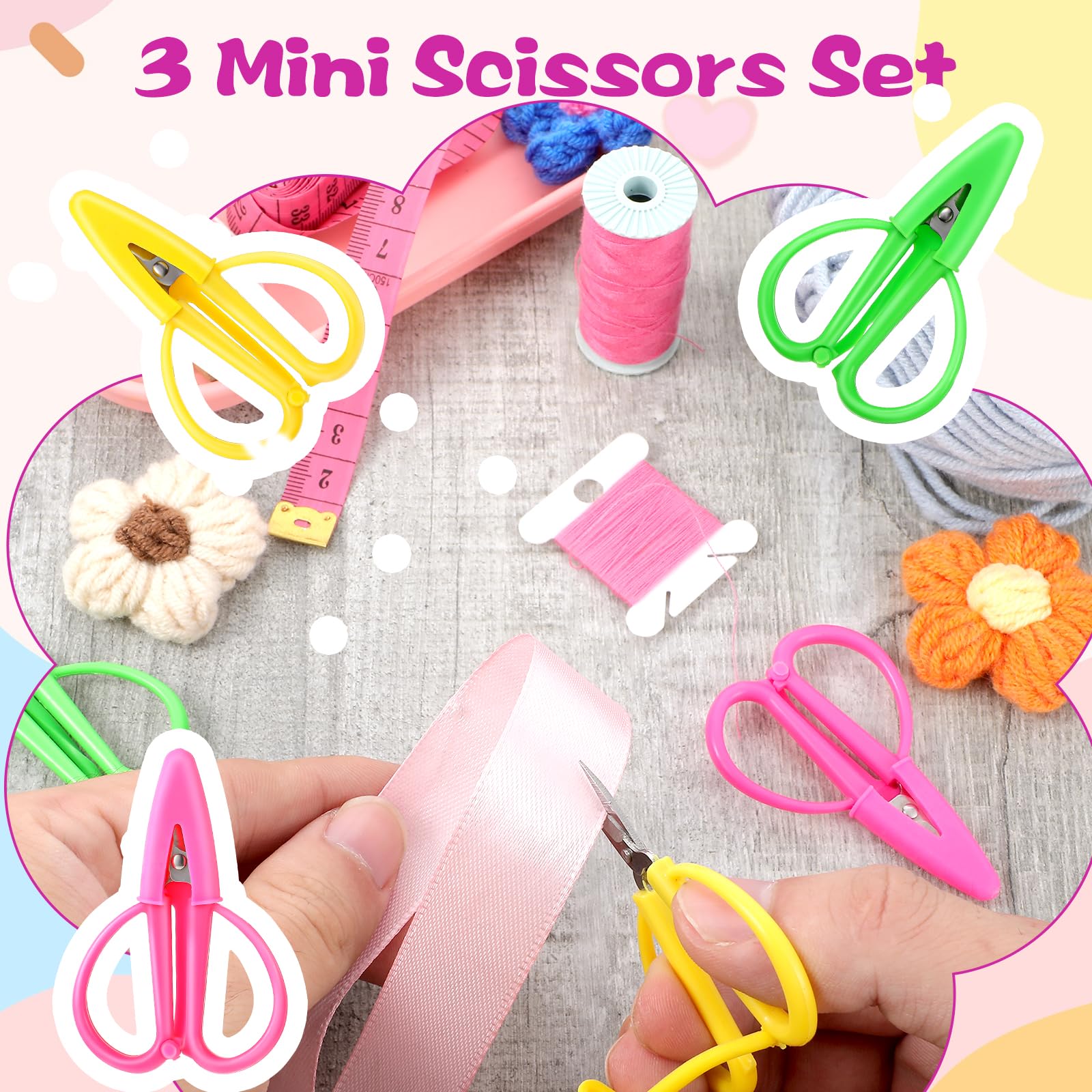 3 Pcs Travel Scissors, Tiny Stainless Steel Scissors with Cover, Mini Thread Snips Crochet Scissors Small Sewing Scissors Portable Snips for Crochet, Sewing, Crafts