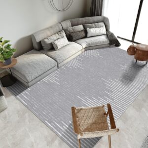 garveehome washable rugs 8x10 geometric diamond stripes rug for living room modern distressed area rug for bedroom contemporay office rug low pile neutral soft nursery rug non slip grey