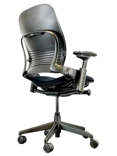 Steelcase Leap V2 - Fully Loaded w/Lumbar Support (Renewed) (Black Fabric - Black Frame)