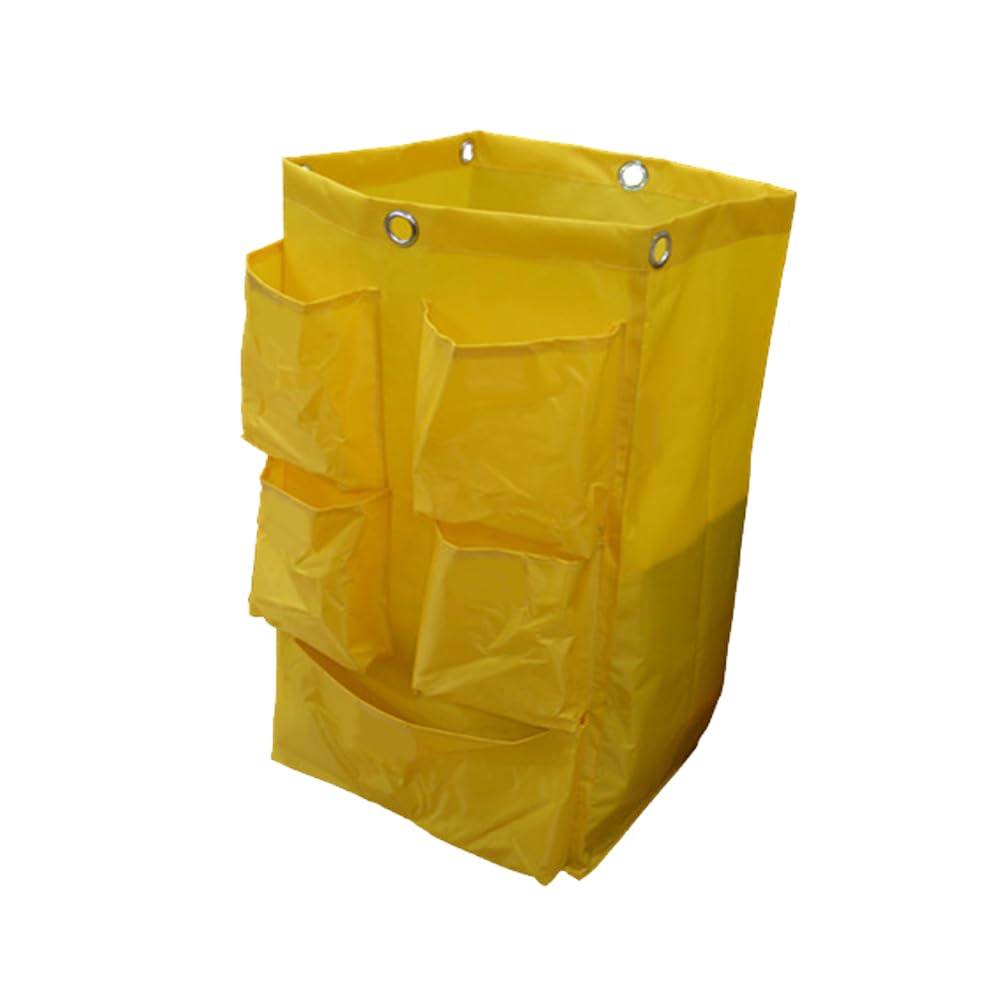 SagaSave Cleaning Cart Bag Replacement Janitorial Cart Bag Large Capacity Commercial Cleaning Bags for Cleaning Cart Housekeeping Carts, Yellow,18.90 * 11.02 * 27.17in