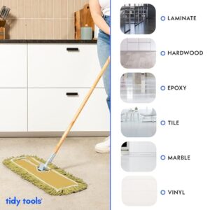 36 Inch Yellow Dust Mop with Wood Handle and 36 Inch Dust Mop Refill Bundle - 2 Mop Sets and 2 Refills