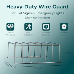 Heavy-Duty Wire Guard for Exit Signs & Emergency Lights - Hard Wired, Durable 9-Gauge Steel Protects Against Vandalism, Impact Damage and Flying Objects (Light Not Included) - 13.5" x 15" x 6"