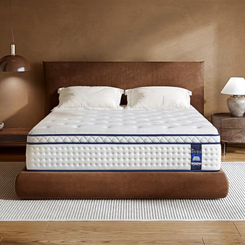 Queen Size Mattress,10 Inch Queen Mattress in a Box,with Memory Foam&Coil Pocket Springs,Medium Firm,Motion Isolation&Pain Relief&Lumbar Support,Enhanced Edge Support,Certified Safe Foam&Fabrics