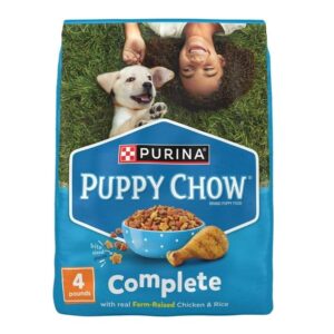 fynori puppy chow complete dry dog food, high protein with farm-raised real chicken, 4 lb bag, essential nutrients like those found in mother's milk