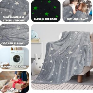 Glow in The Dark Blanket, Star Theme, for Toddlers and Boys & Girls Aged 3-15, Perfect for Home, Car, Outdoors, Winter, Thanksgiving, Christmas, Birthday, Presents, Gifts, Holidays