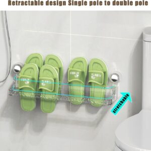 Suction Cup Retractable Slipper Rack - 2 in 1 Wall Mounted Slippers Towel Pole, Wall Mounted Adjustable Towel Rack, No Drilling Hang Walls, for Bathroom, Pantry, Kitchen, Utility Room (Mix)