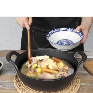 Firequasar Cast Iron Wok with Loop Handle, Large Wok Stir with Dual Handle, Pre-Seasoned Woks & Stir-Fry Pans (11" inch)